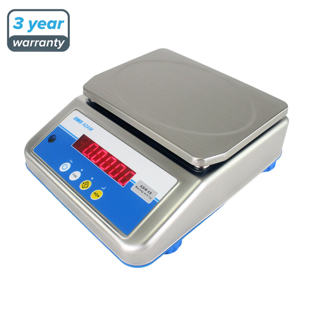 ABW-S Aqua® Stainless Steel Washdown Scales - 4kg x 0.1g - Inscale Scales